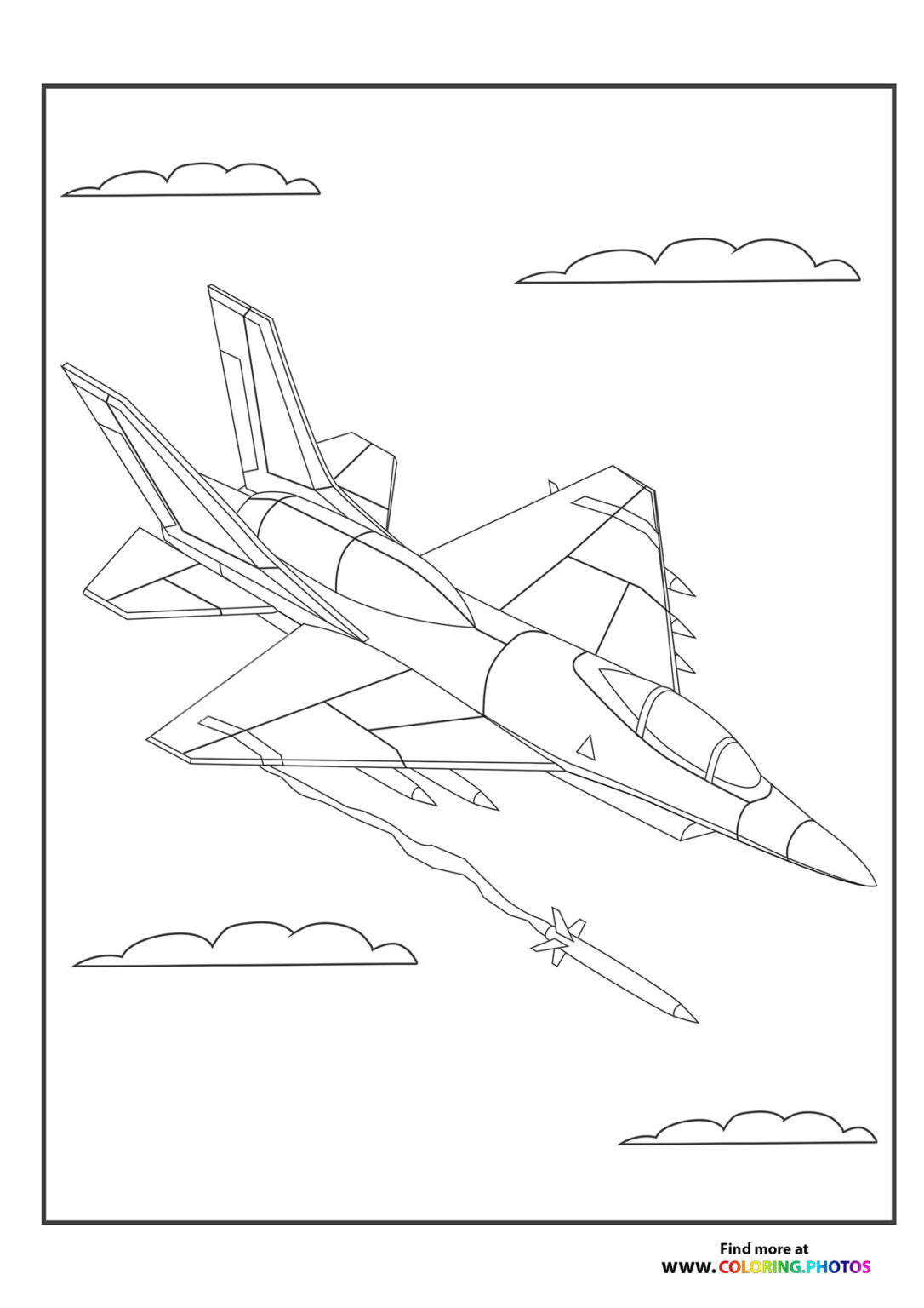 Fighter jet with rockets - Coloring Pages for kids