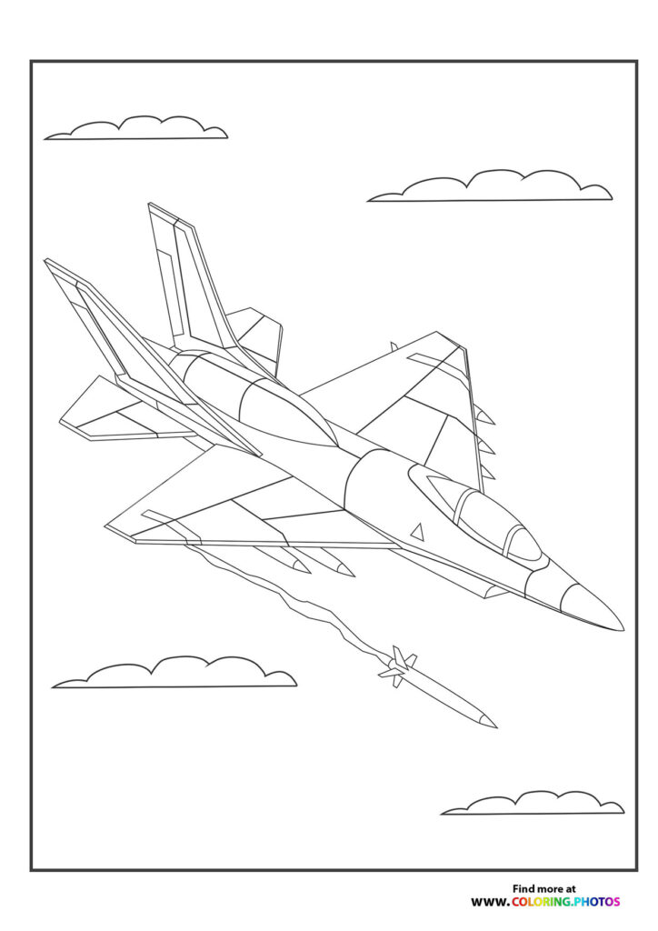 Fighter jet with rockets - Coloring Pages for kids