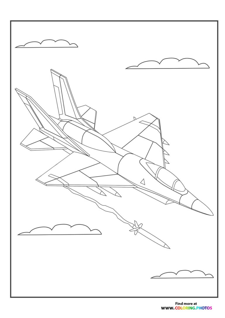 Fighter jet with rockets - Coloring Pages for kids
