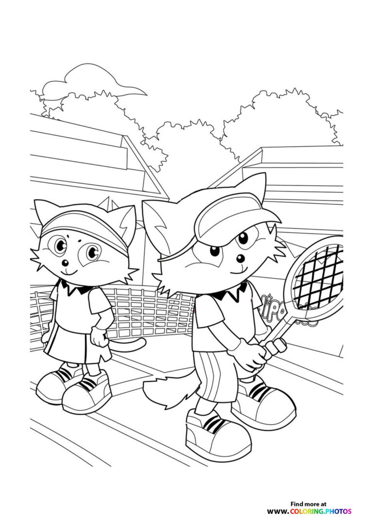 Tennis racket and ball - Coloring Pages for kids