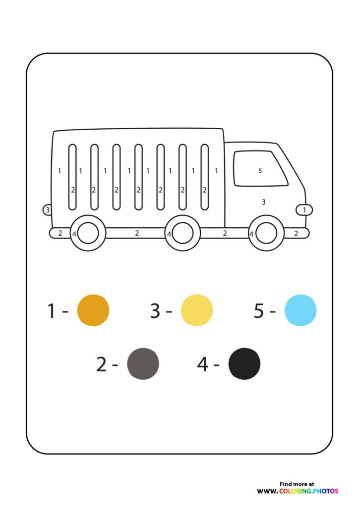 Garbage truck color by numbers - Coloring Pages for kids