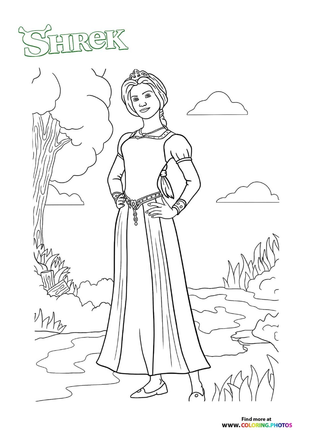 Girl Fiona from Shrek happy - Coloring Pages for kids