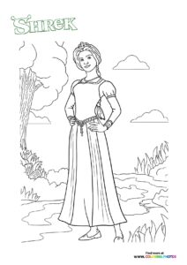 Girl Fiona from Shrek happy - Coloring Pages for kids
