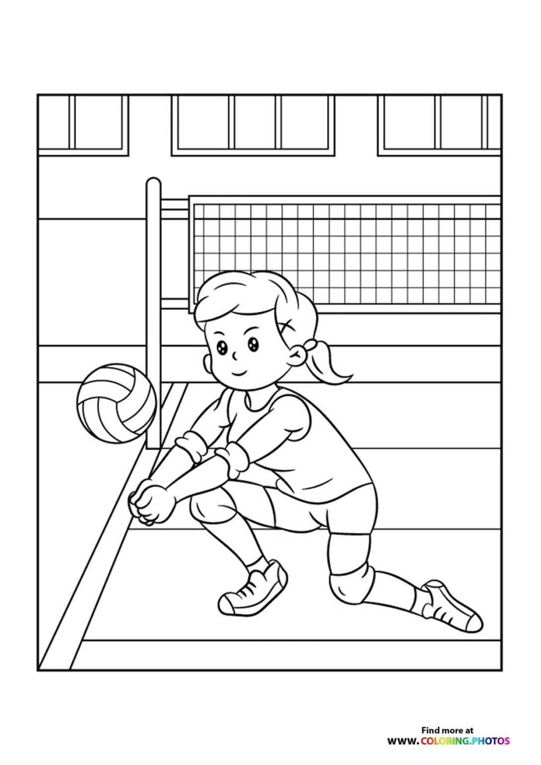 Girl playing volleyball - Coloring Pages for kids