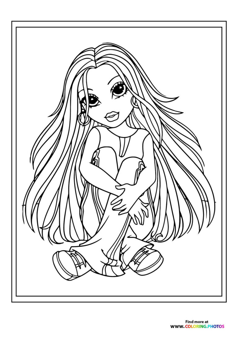 Girl sitting - Coloring Pages for kids