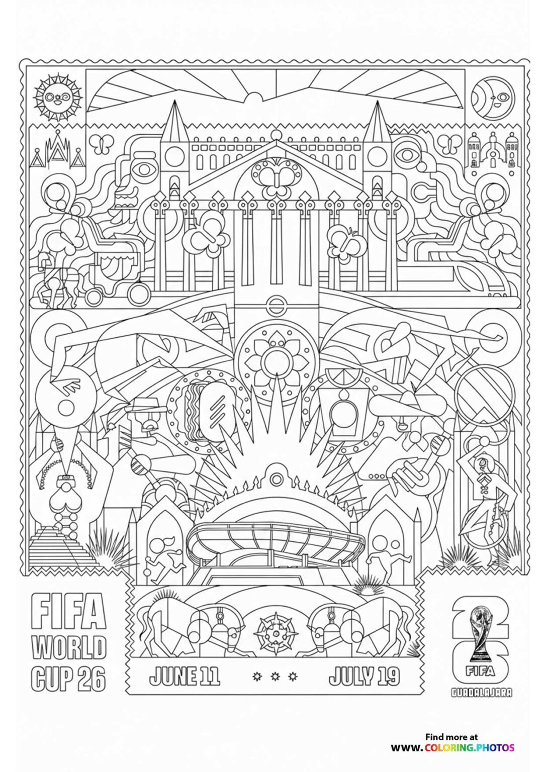 Guadalajara FIFA 2026 - Coloring Pages for kids