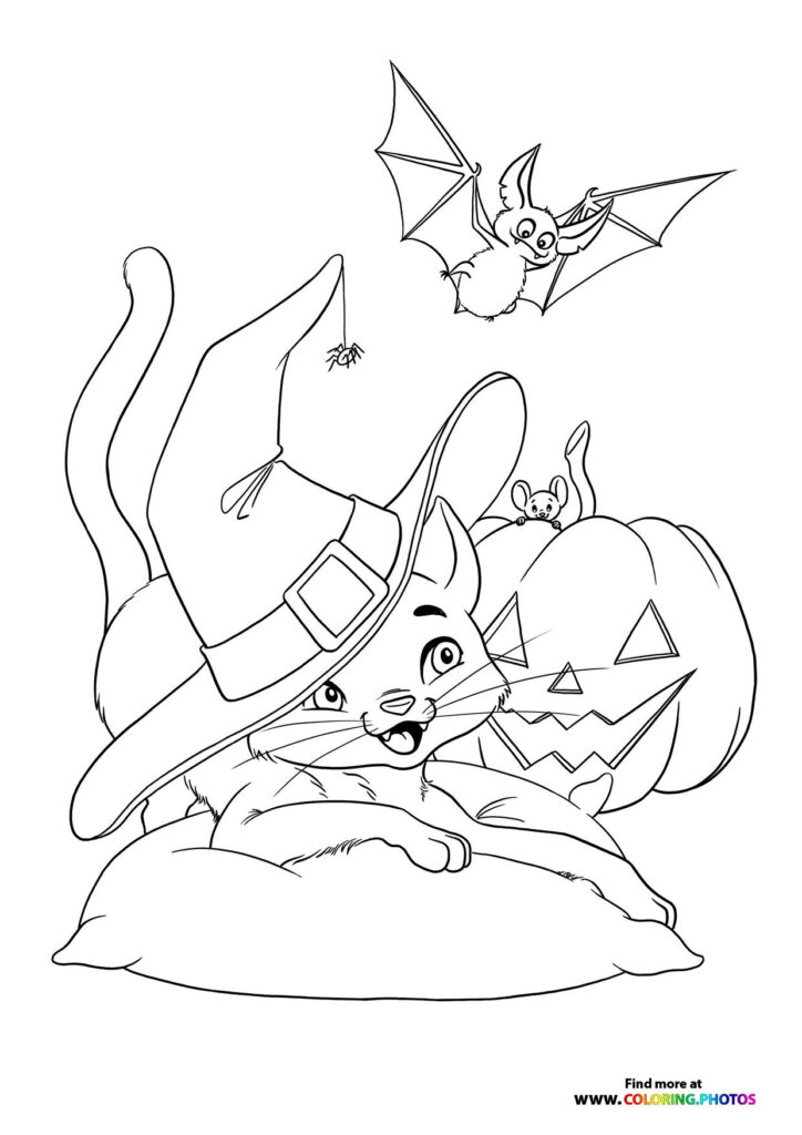 Halloween cats - Coloring Pages for kids | Free and easy print or download