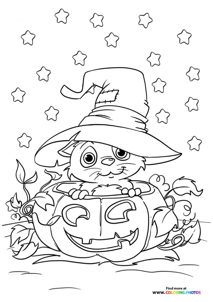 Halloween cats - Coloring Pages for kids | Free and easy print or download