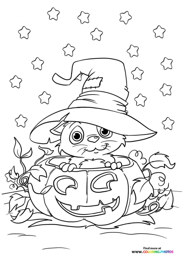 Cat in a box - Coloring Pages for kids