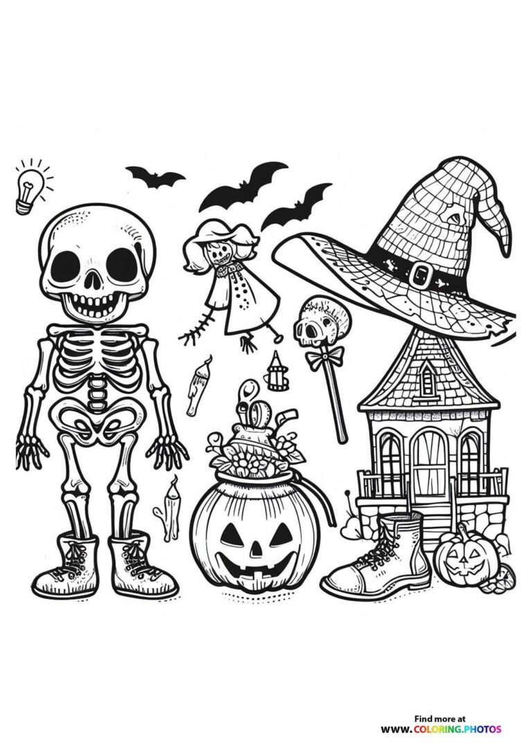 Halloween Skeletons - Coloring Pages for kids | Free print or download