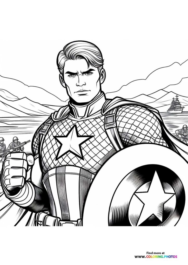 Handsome Captain America - Coloring Pages for kids