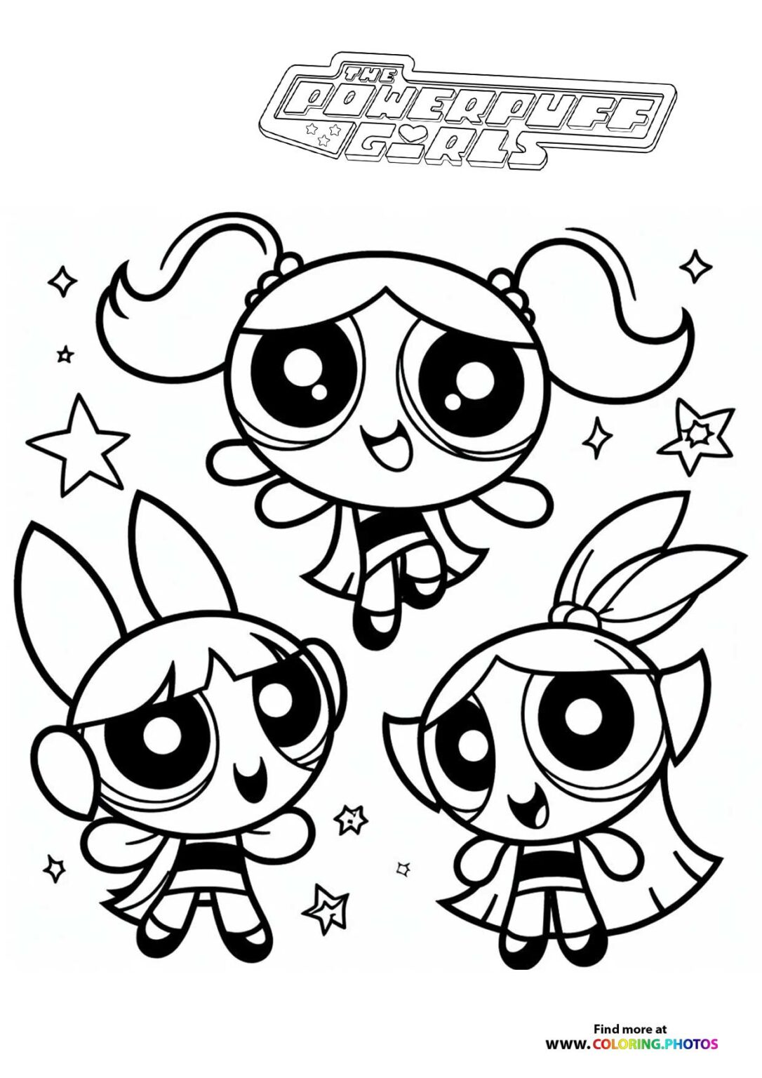 Happy Powerpuff Girls - Coloring Pages for kids