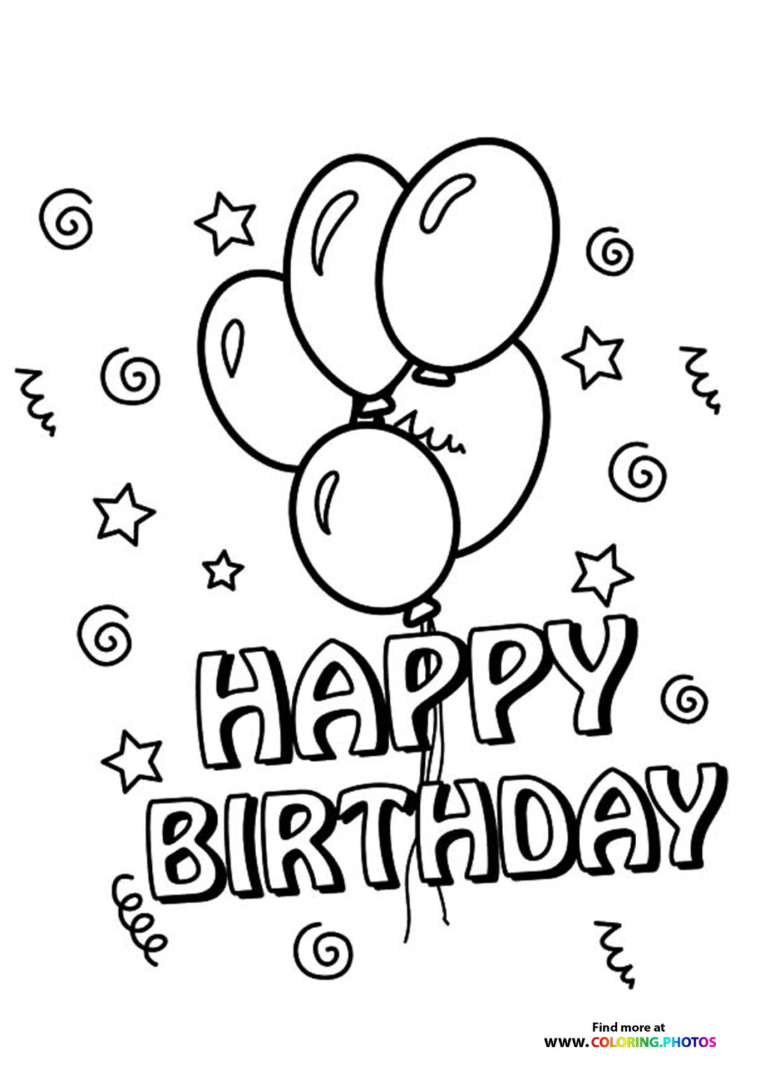 Birthday balloons - Coloring Pages for kids | Free print or download
