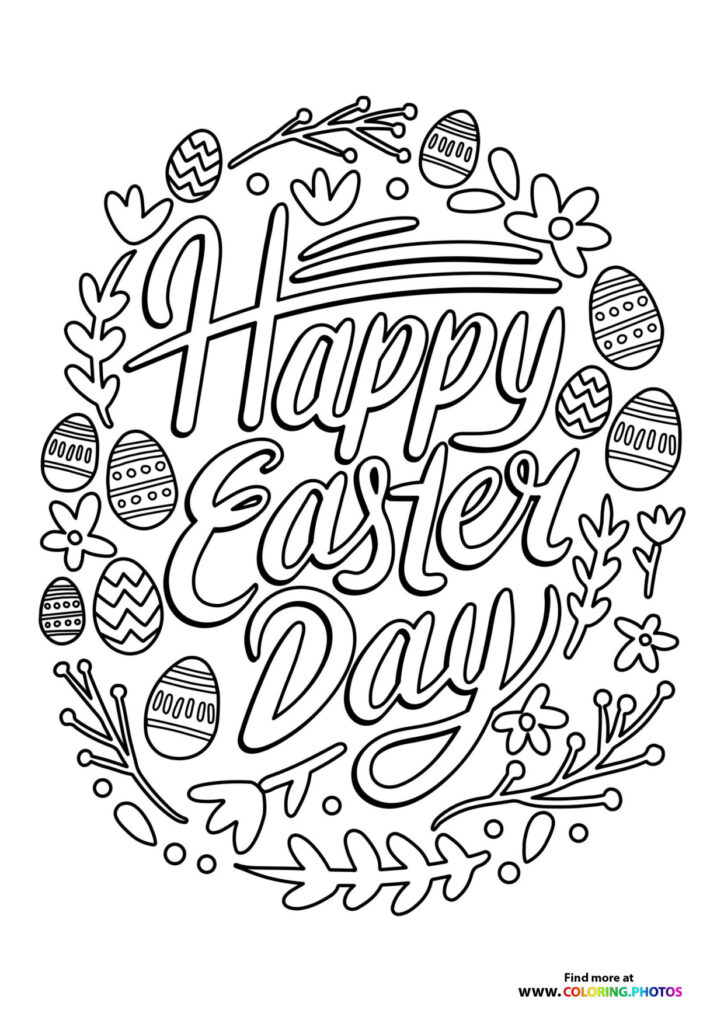 Happy Easter themed doodle - Coloring Pages for kids