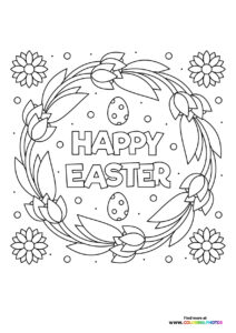 Happy Easter wreath - Coloring Pages for kids