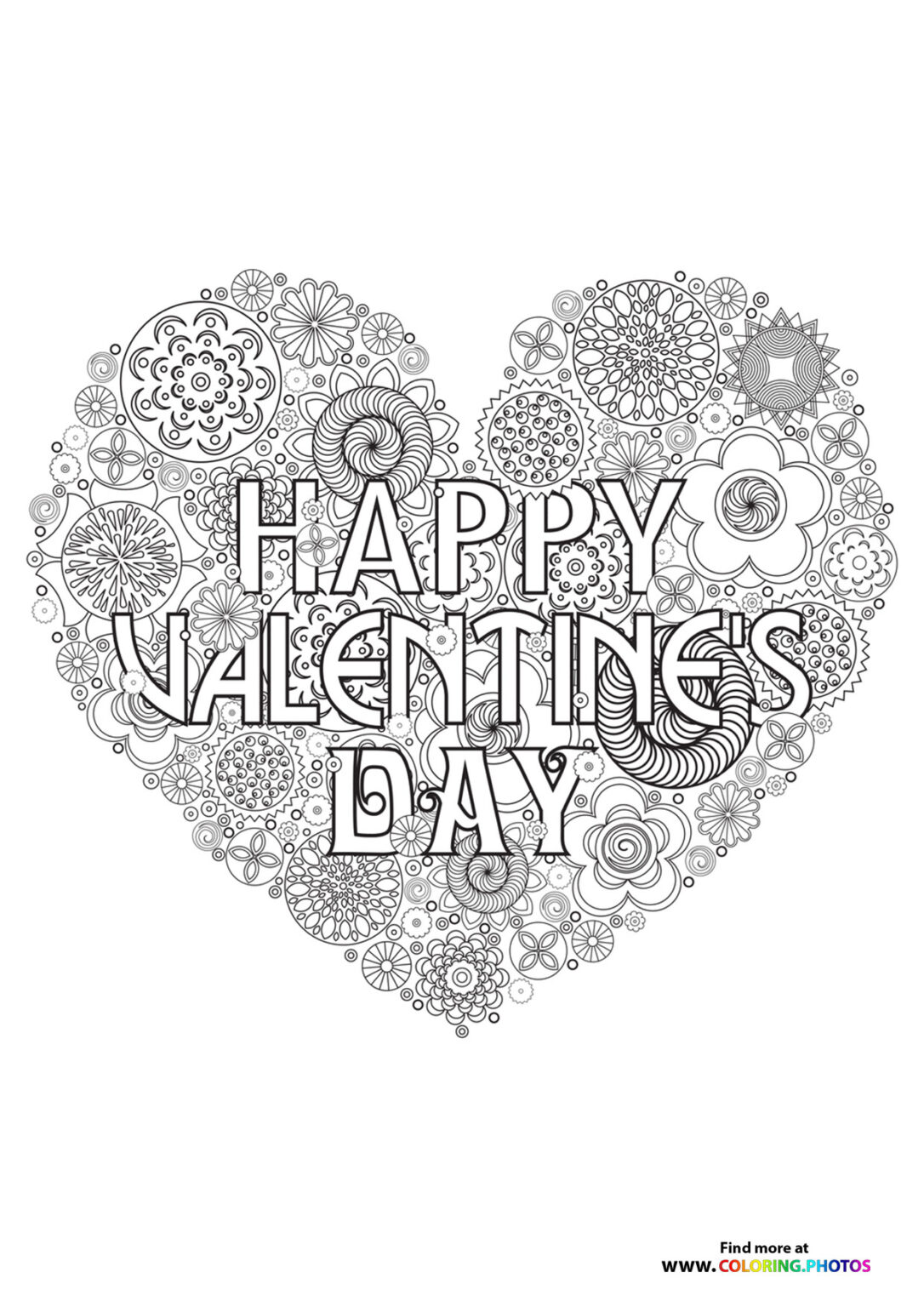 Happy Valentines day mandala - Coloring Pages for kids