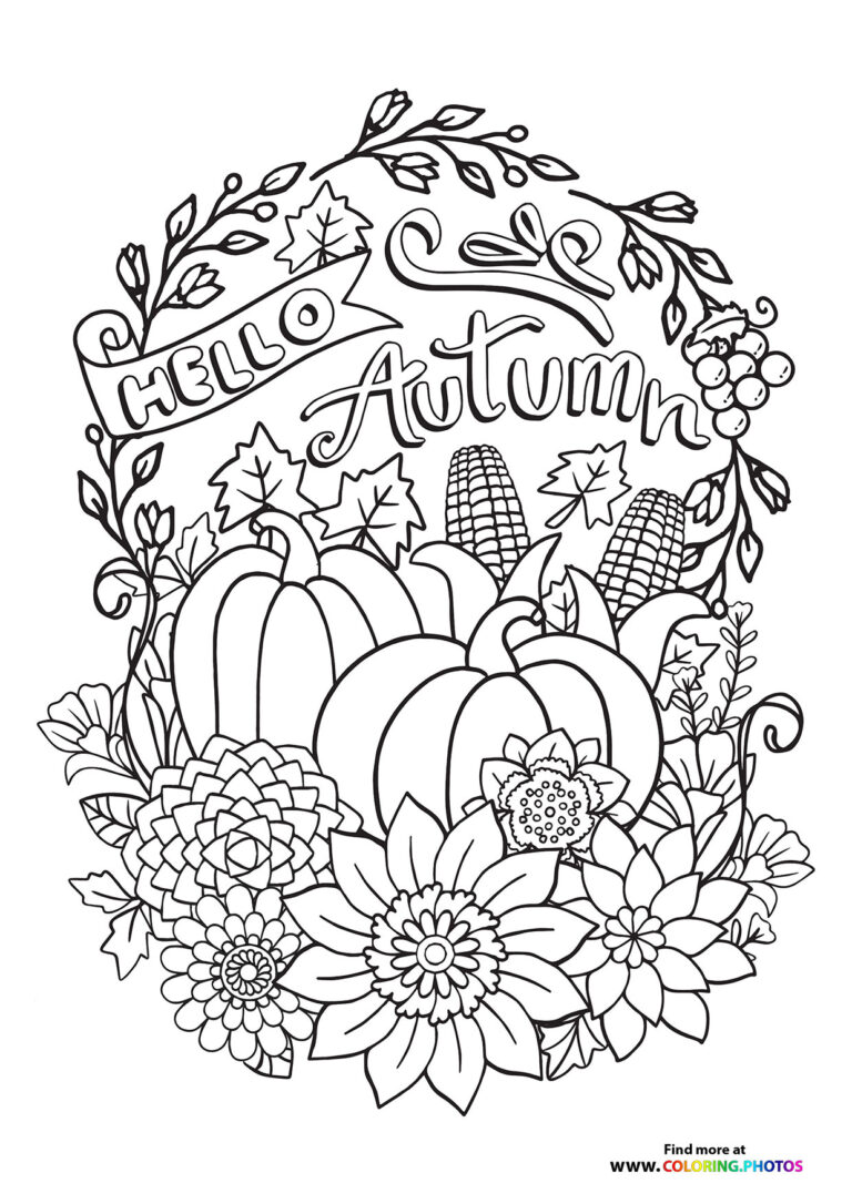 Hello autumn sign - Coloring Pages for kids