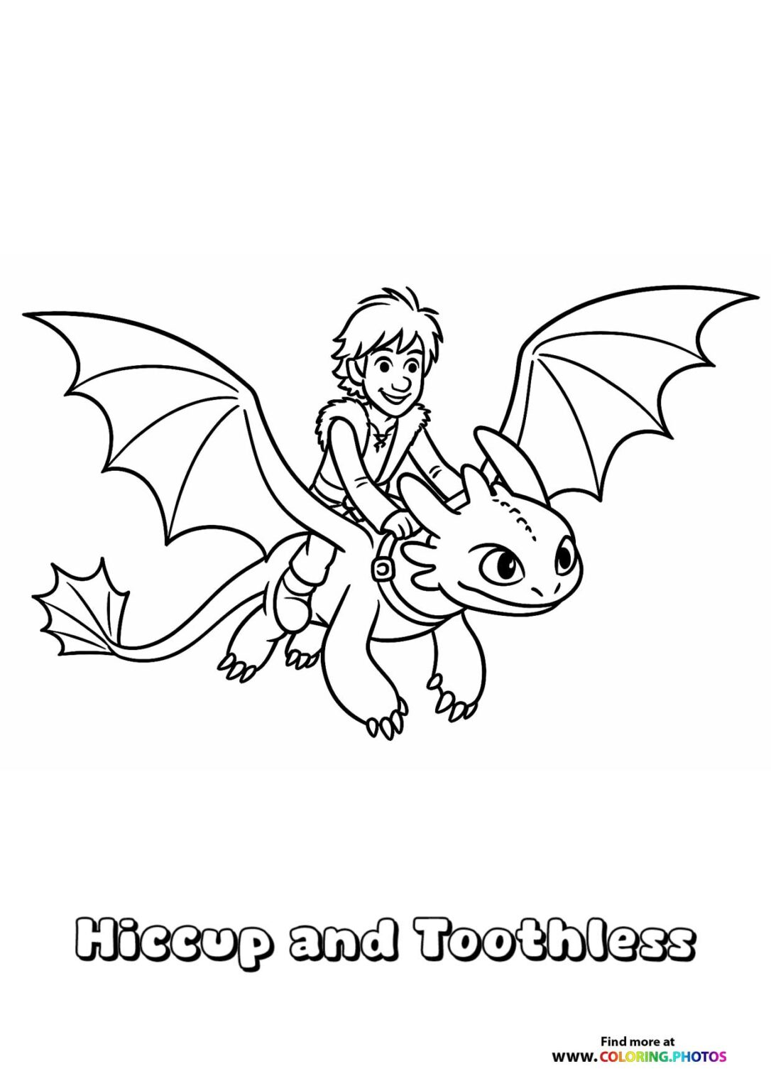 Hiccup riding Toothless - Coloring Pages for kids