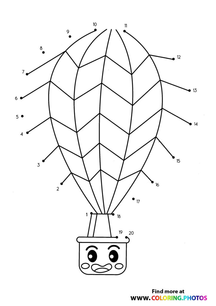 Hot air baloons dot the dots - Coloring Pages for kids