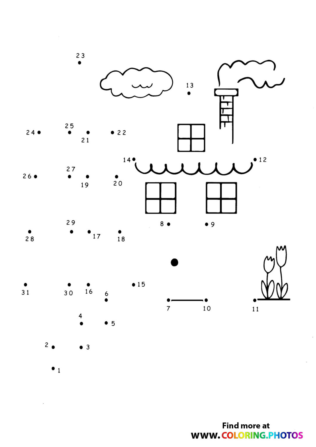 House dot the dots - Coloring Pages for kids