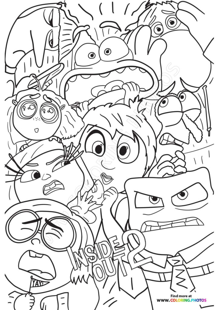 Inside Out 2 Poster All Characters - Coloring Pages for kids