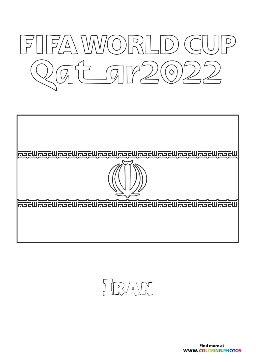 Iran World Cup flag - Coloring Pages for kids