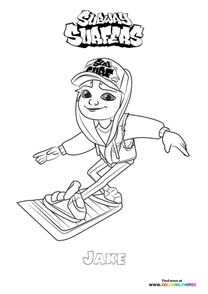 Jake surfing from Subway Surfers - Coloring Pages for kids