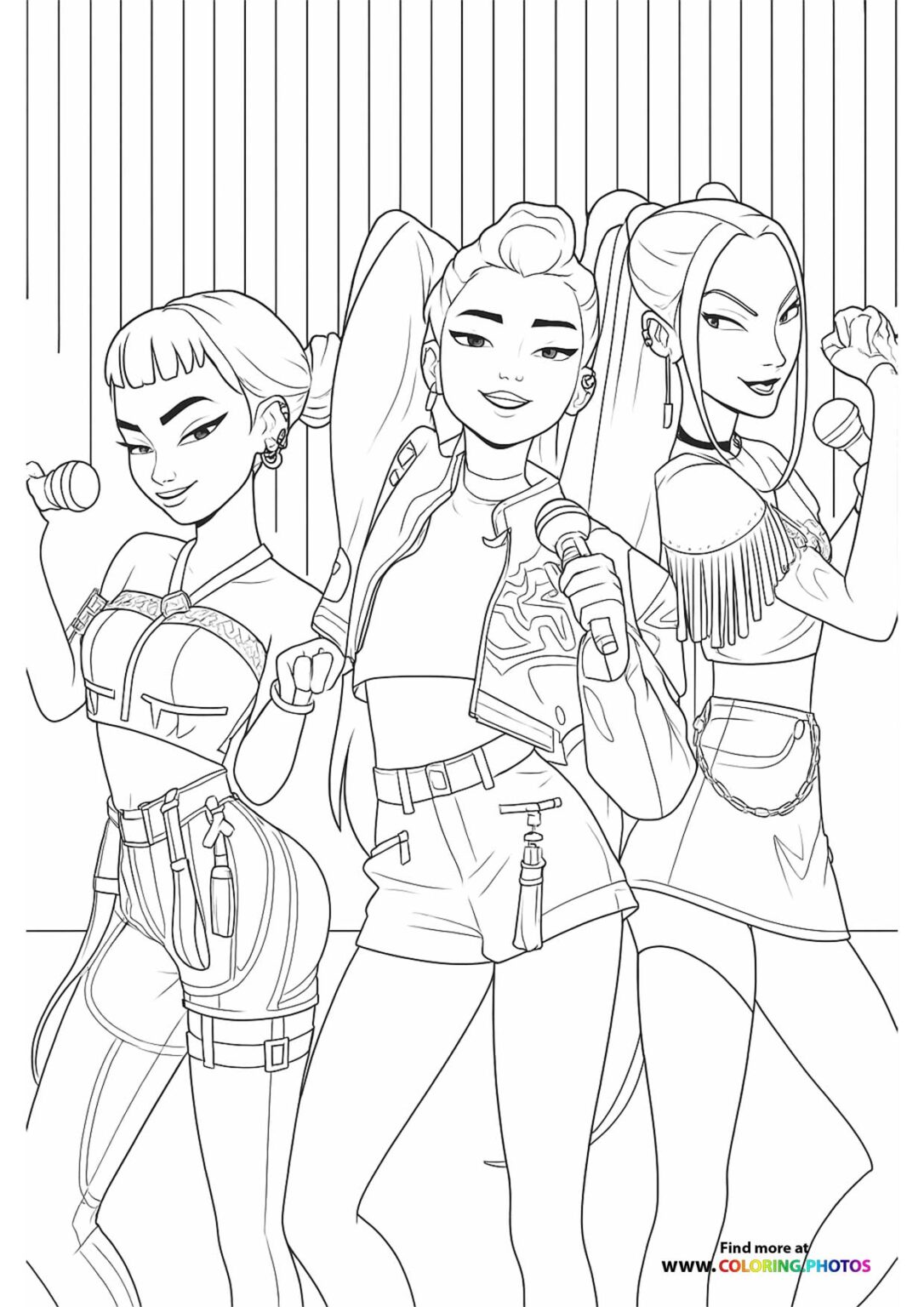 K Pop Demon Hunters trio - Coloring Pages for kids