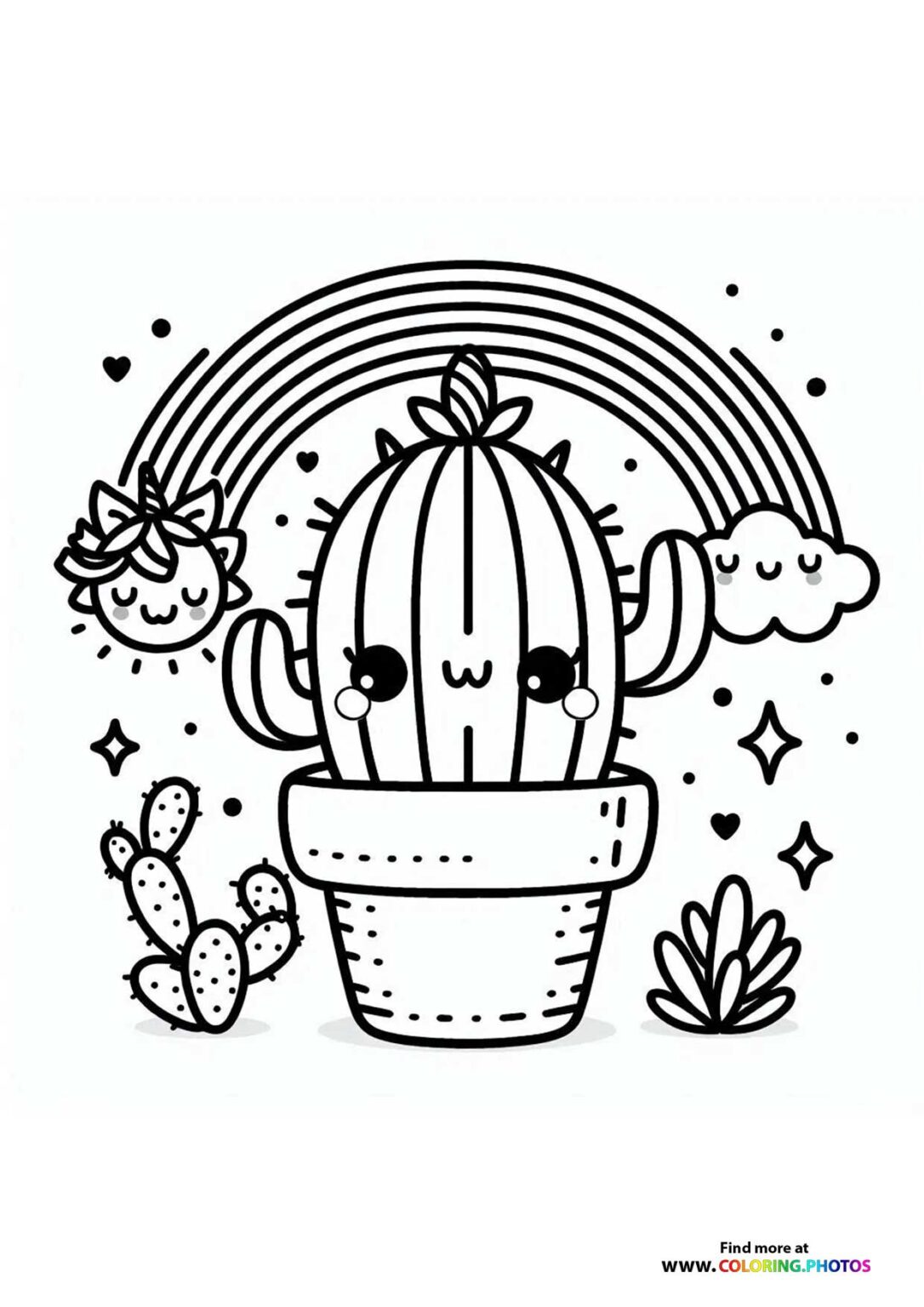 Kawaii cactus - Coloring Pages for kids