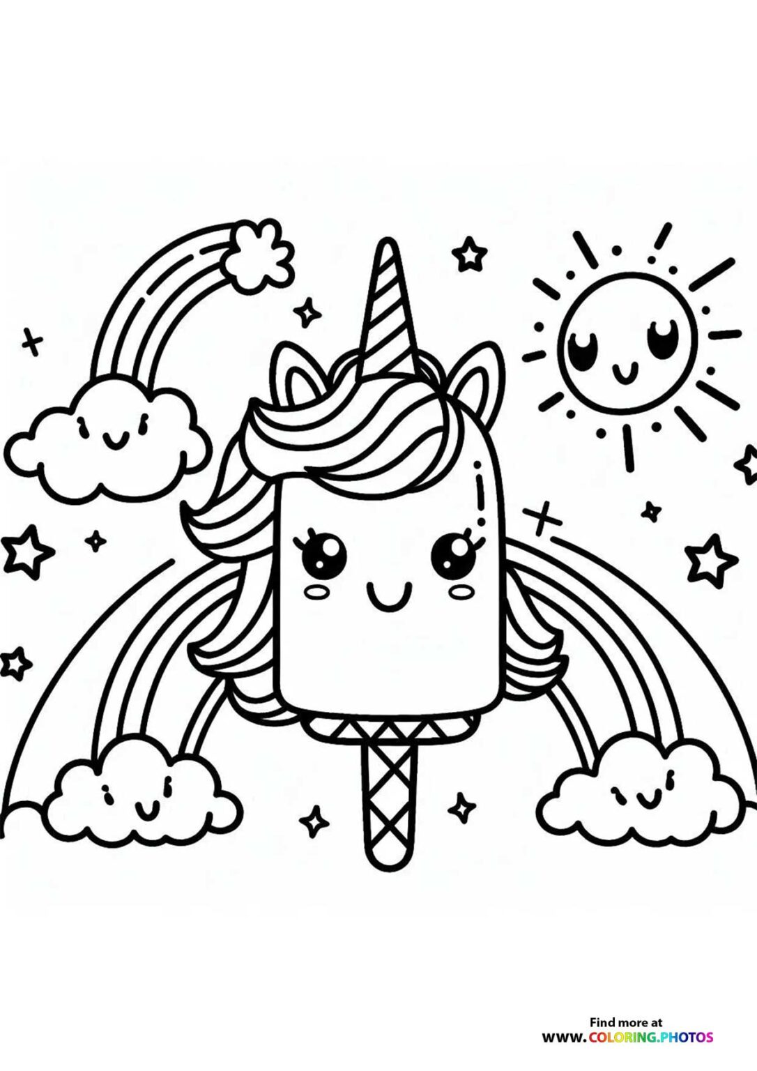Kawaii ice cream - Coloring Pages for kids