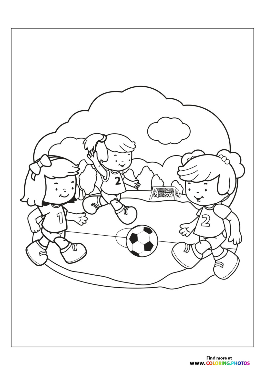 Kids playing soccer - Coloring Pages for kids