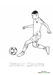 Kylian Mbappe playing - Coloring Pages for kids