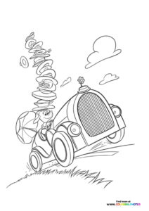 Lady Lydia riding a car - Coloring Pages for kids