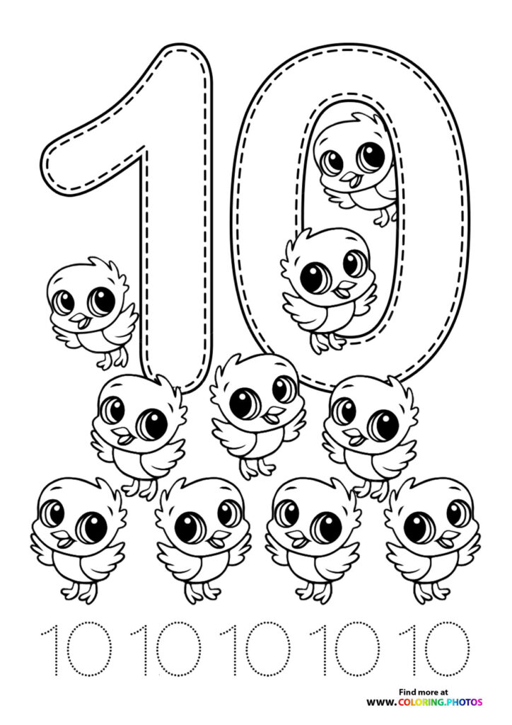 Animal themed numbers coloring pages | Free and easy print or download