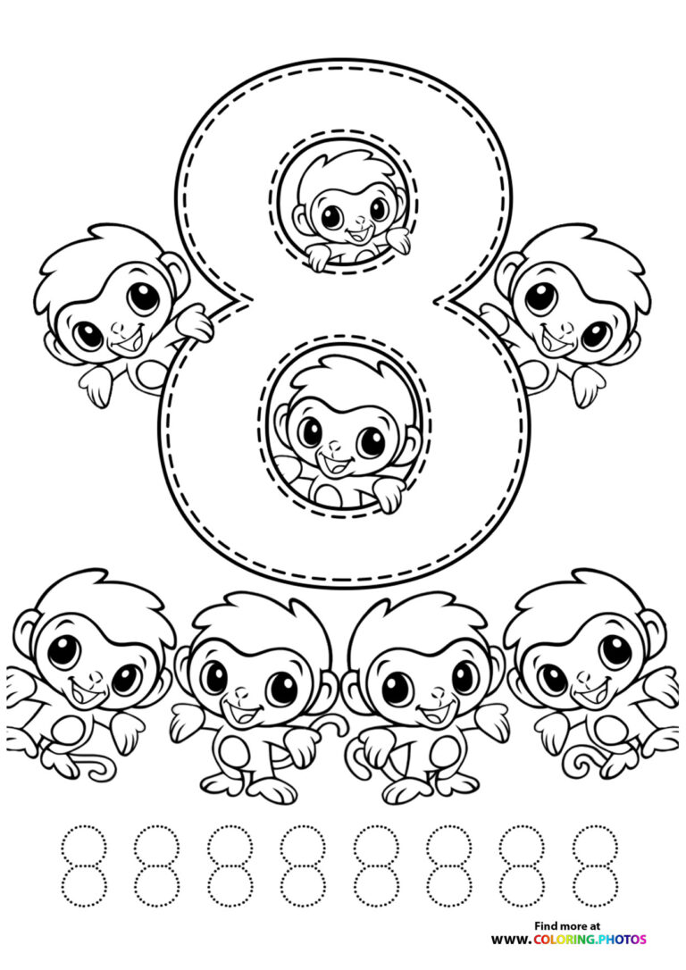 Animal themed numbers coloring pages | Free and easy print or download