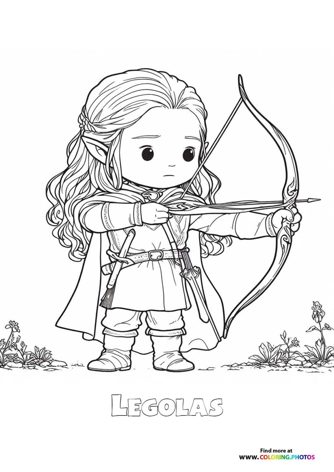 Legolas with a bow - Coloring Pages for kids