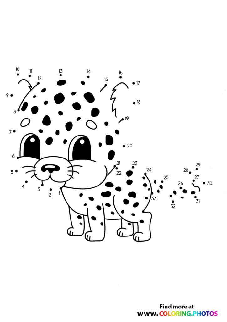 Leopard dot the dots - Coloring Pages for kids