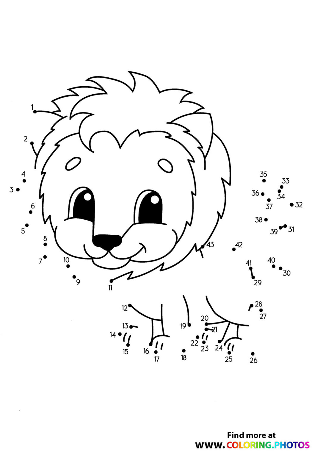 Lion dot the dots - Coloring Pages for kids