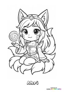 Little Ahri from League of Legends - Coloring Pages for kids