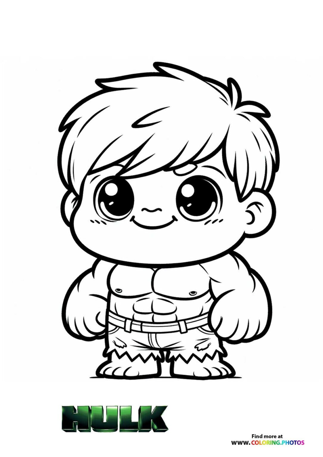 Little Hulk smiling - Coloring Pages for kids