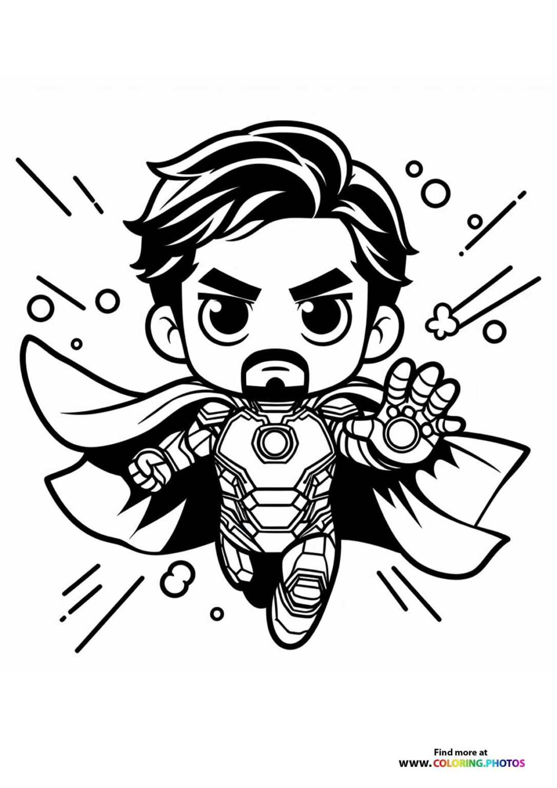 Little Tony Stark flying - Coloring Pages for kids