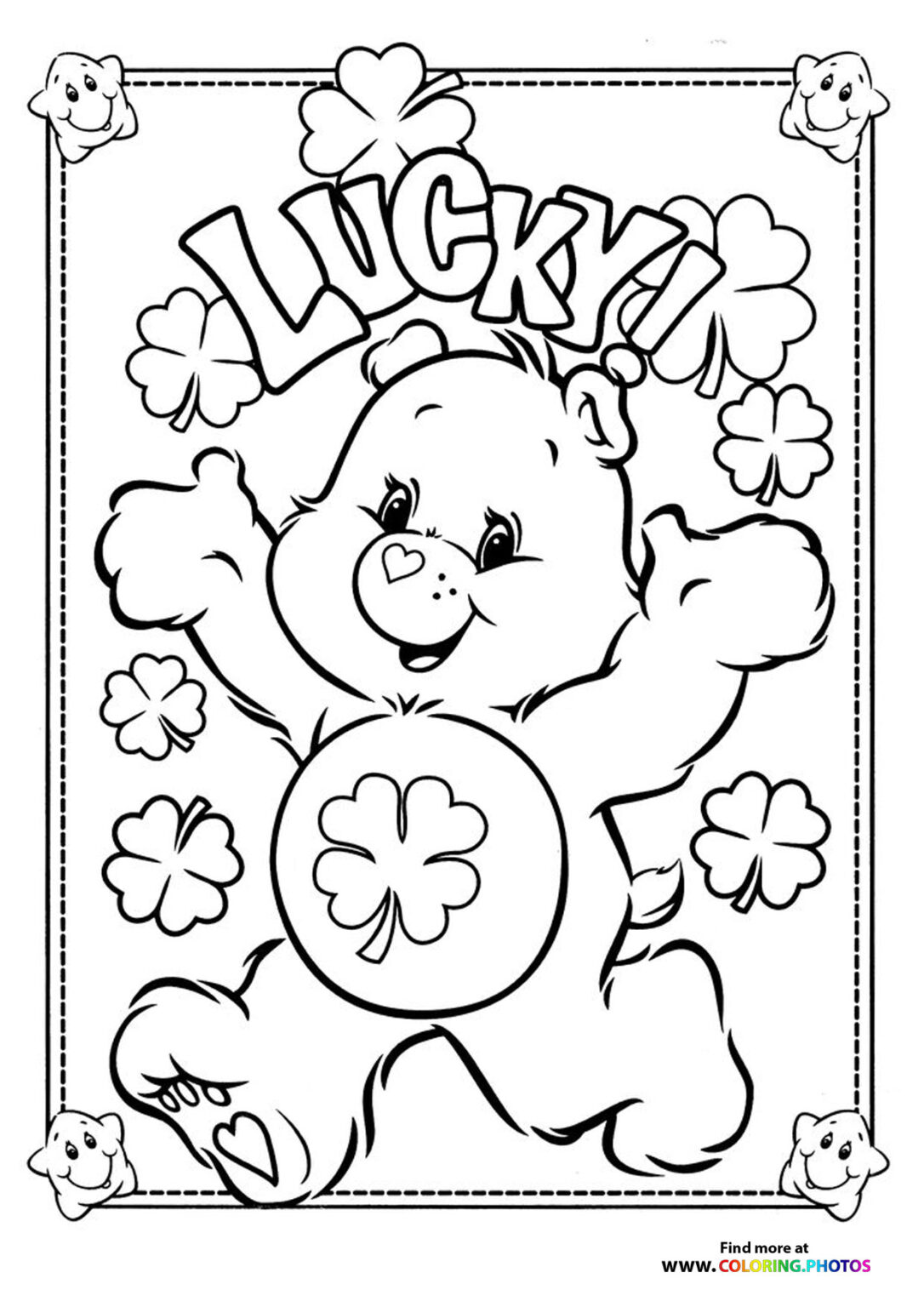 Lucky Teddy bear st patricks day - Coloring Pages for kids