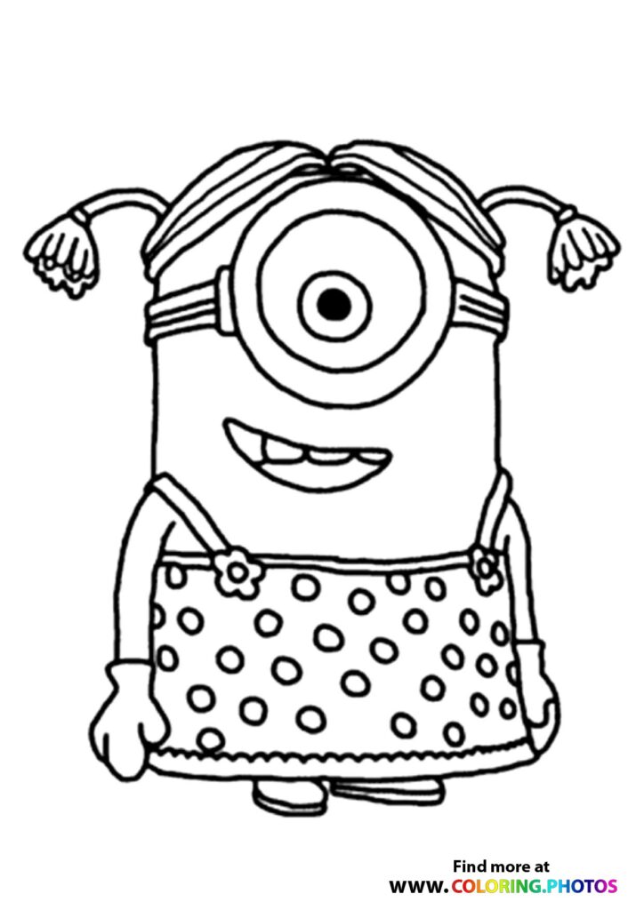 Minions Stuart in dress - Coloring Pages for kids