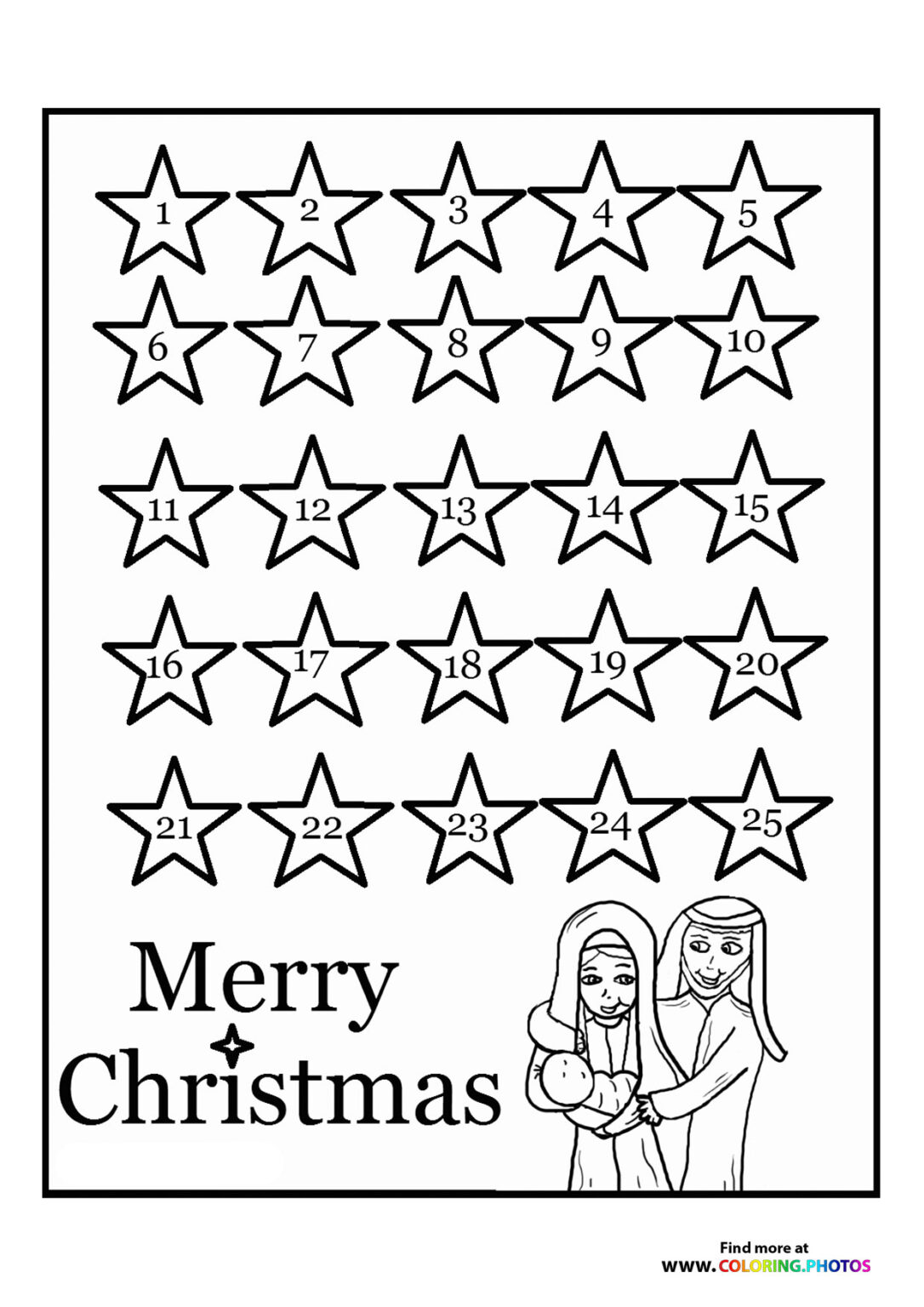Mary and Joseph advent calendar - Coloring Pages for kids
