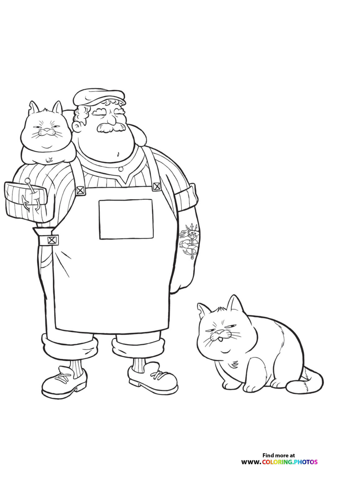 Massimo carrying Maciaveli - Coloring Pages for kids