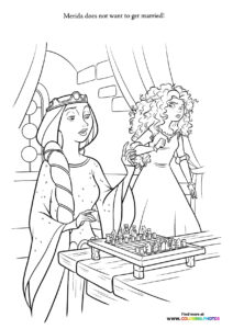 Merida with queen - Coloring Pages for kids