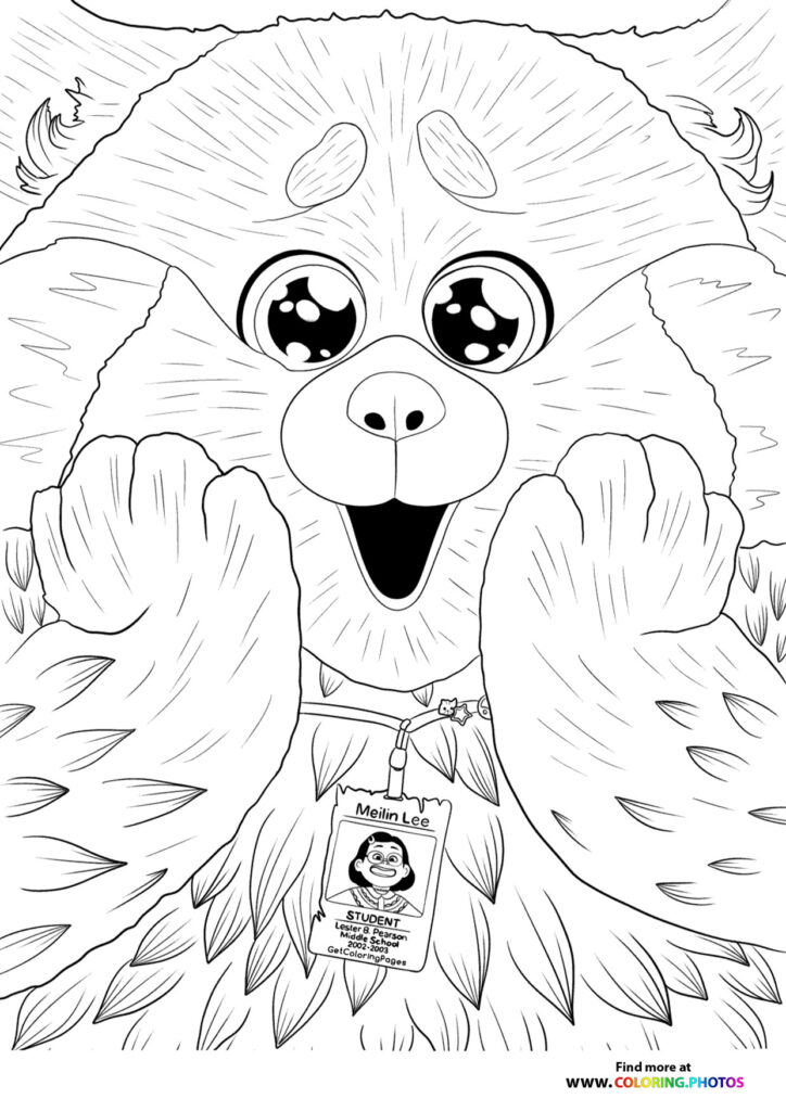 Mei Lee happy panda - Coloring Pages for kids