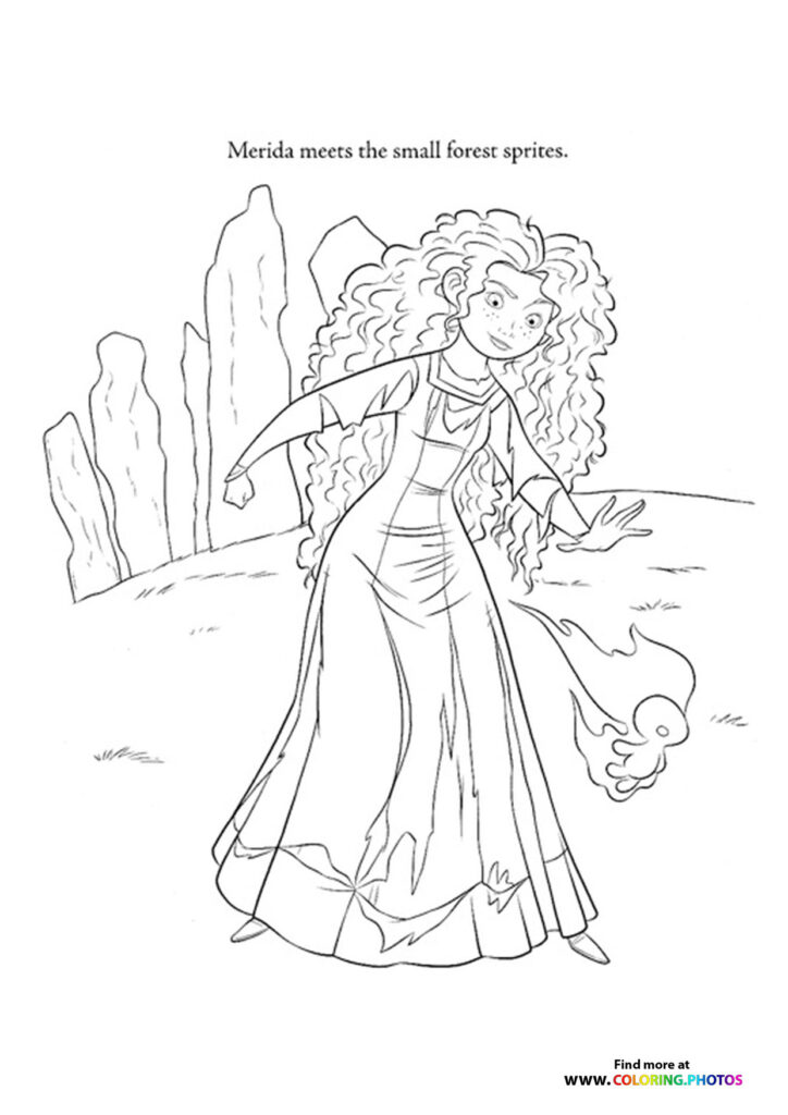 Merida with forest sprites - Coloring Pages for kids