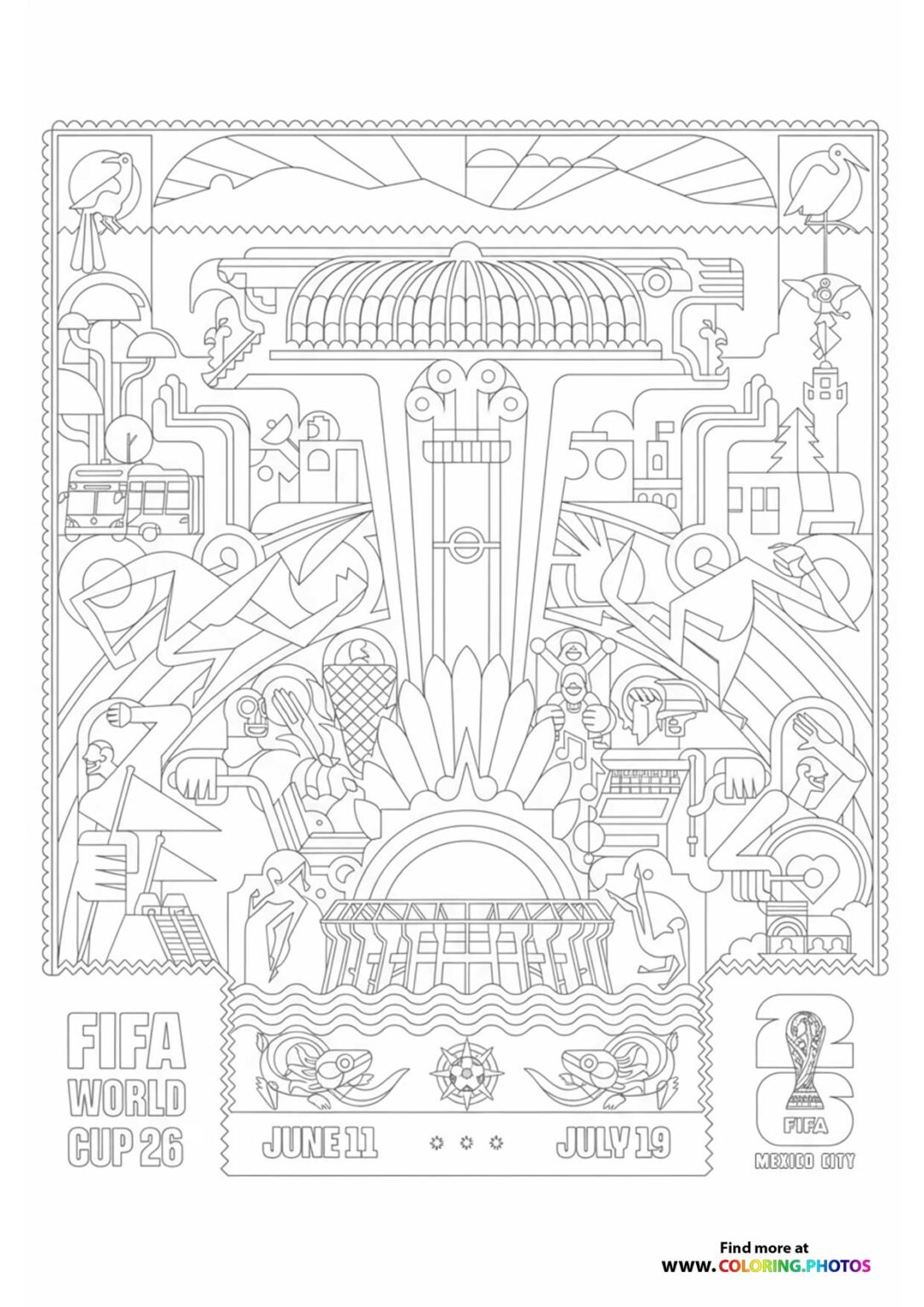 Mexico City FIFA 2026 - Coloring Pages for kids