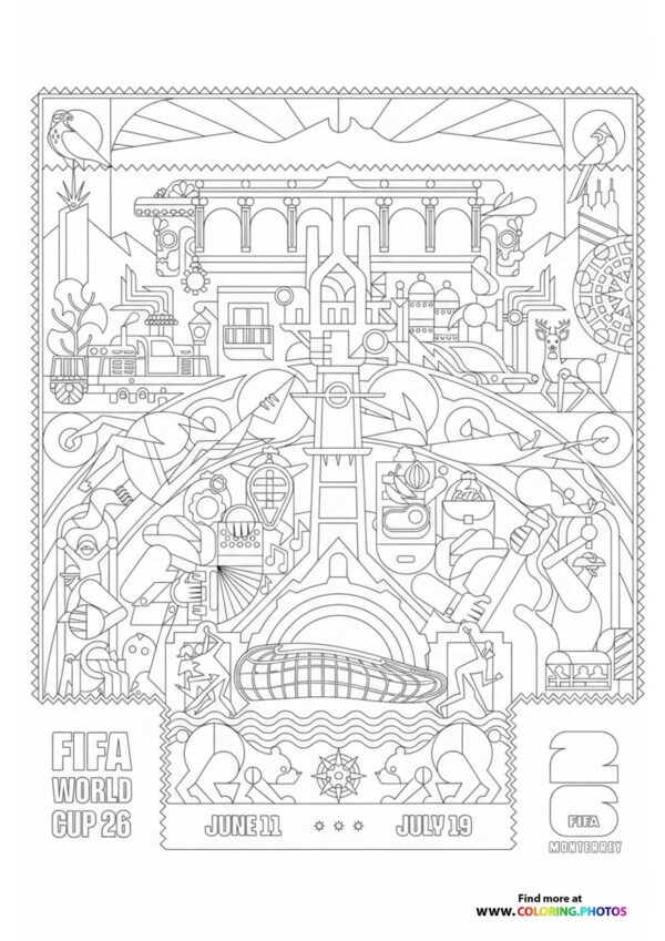 Monterry FIFA 2026 - Coloring Pages for kids
